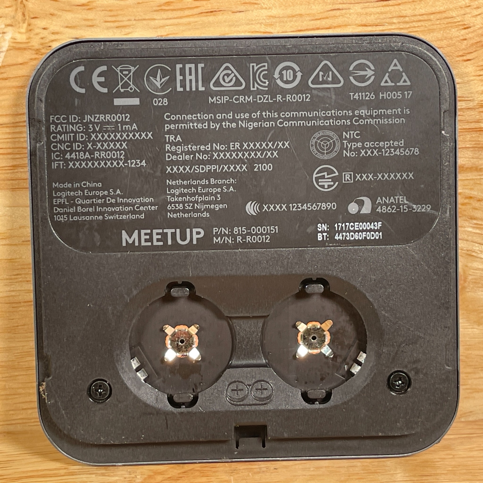 Logitech R-R0012 Gray Square Remote Control For Logitech Meetup Webcam ...