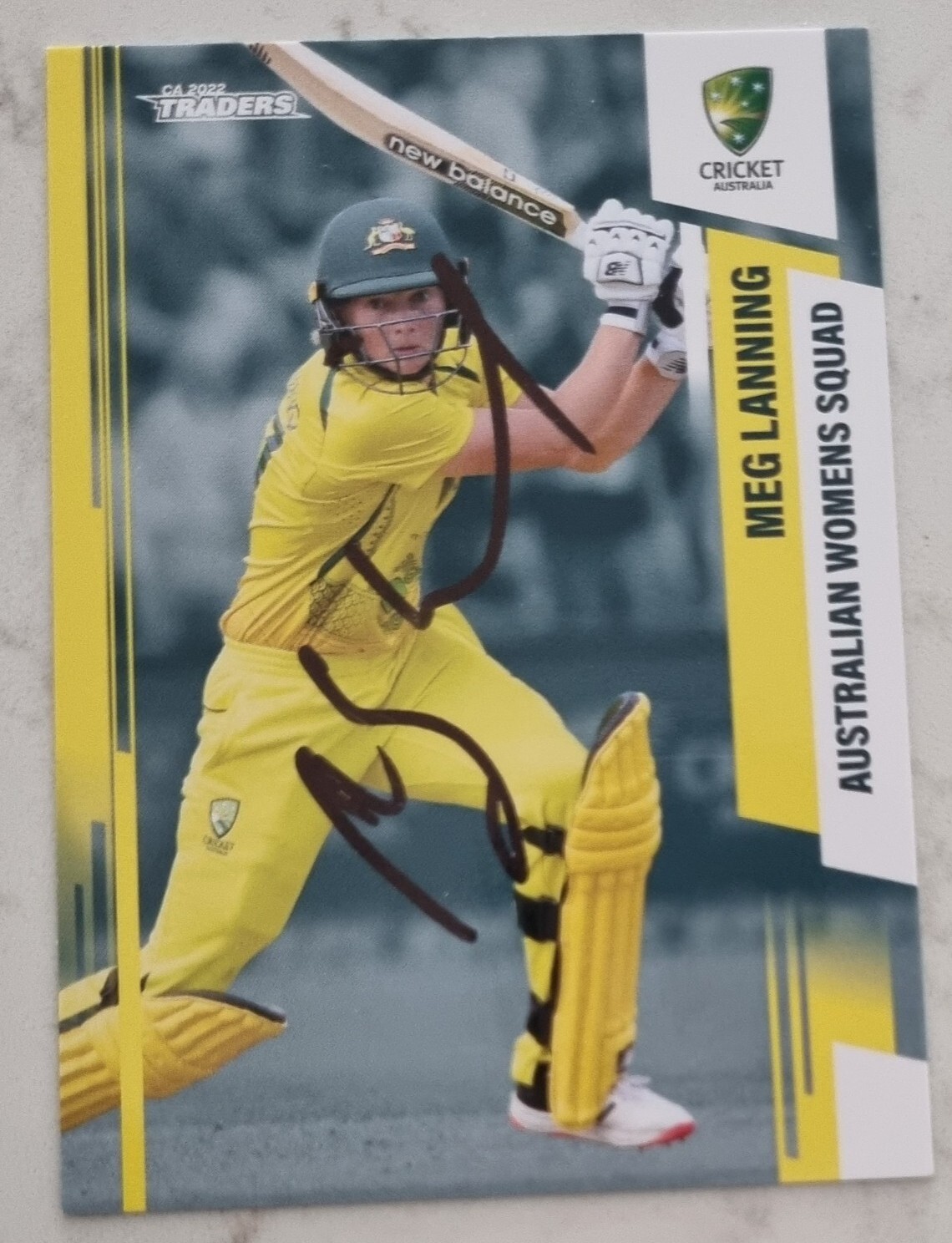 MEG LANNING CRICKET SIGNED IN PERSON CA TRADERS BBL CARD "BUY GENUINE ...