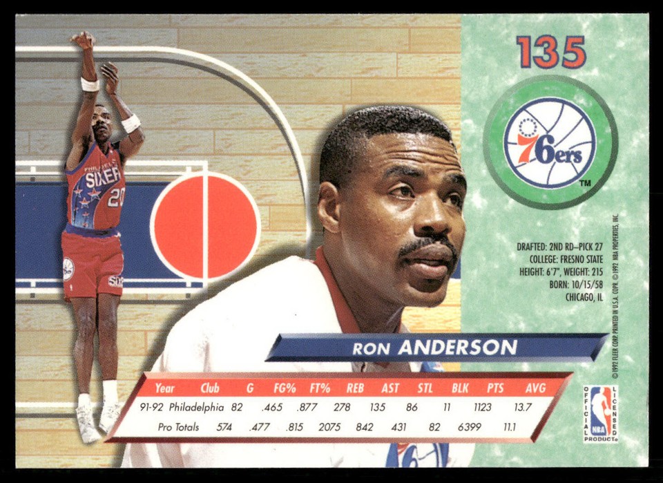 1992-93 Ultra #135 Ron Anderson Philadelphia 76ers | eBay