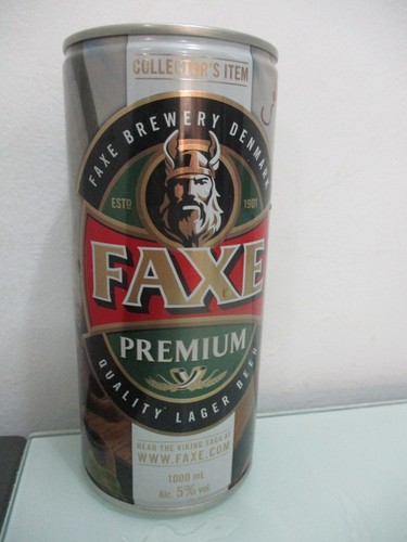 Faxe premium beer: The Viking saga, 1000 ml empty can, import to Israel ...