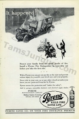 1924 Pyrene Fire Extinguisher Safety Tool PRINT AD Nearly 100 years old ...