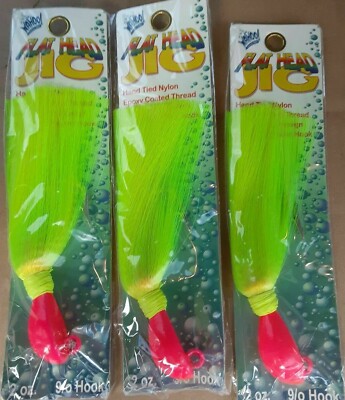 3 New Parachute Jigs 2oz, 9/0 Big Game Hook Cobia Tuna Grouper Snapper ...