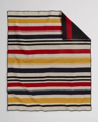 Pendleton Bridger Wool Throw Reversible Blanket Boulder Stripe 54x66" w ...