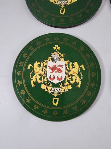 Irish Heraldic Coaster: KAVANAGH Ireland Last Name Set of 4 New Old ...