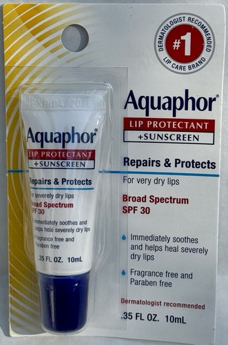 Aquaphor Lip Protectant Plus Sunscreen SPF 30 0.35 oz Expiration 4/2026 ...
