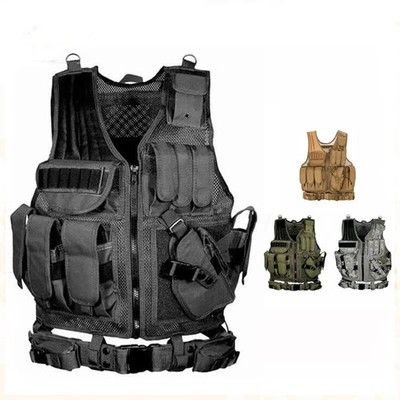 Molle Vest Adjustable Combat Body Armor Vests Multi-Pocket Airsoft Vest ...