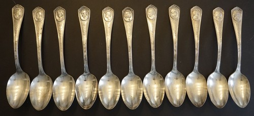 11 Teaspoon Par Plate 6" VTG Spoon Set Silent Movie Star Actors Oneida ...