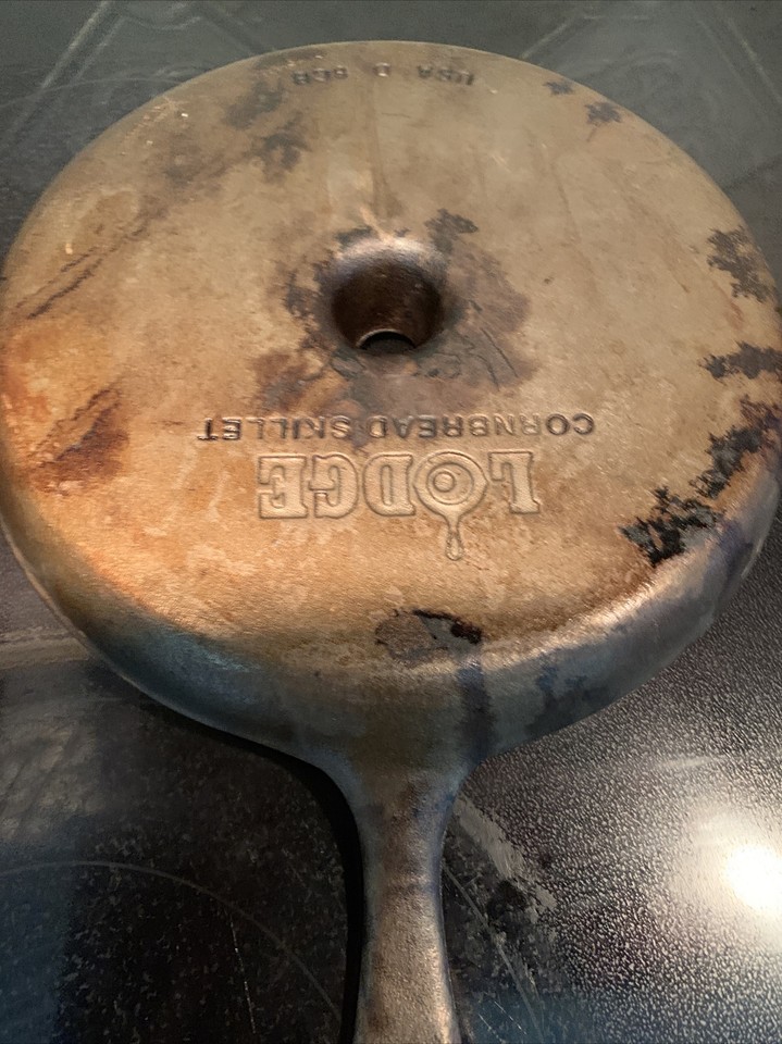 Vintage Lodge Cast Iron Cornbread 9” Skillet USA D 8CB | eBay