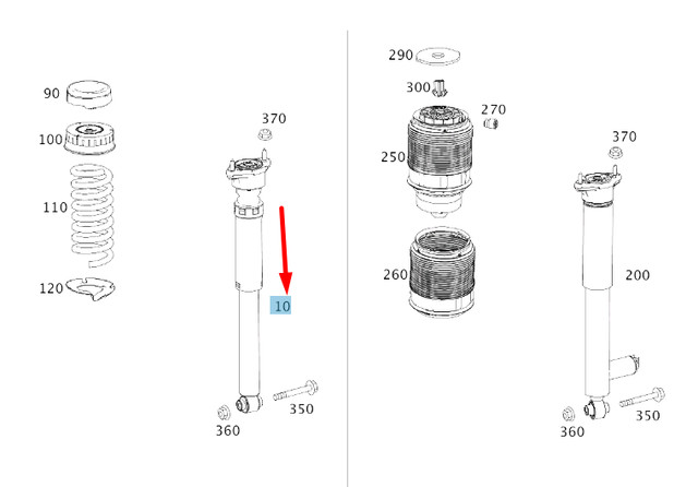 Mercedes-Benz E Rear Left Shock Absorber A2123200630 W212 3.5 Petrol ...