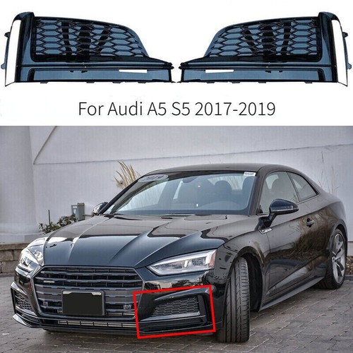 Black Front Bumper Fog Light Cover Grille Trim For Audi A5 S5 2017-2019 ...