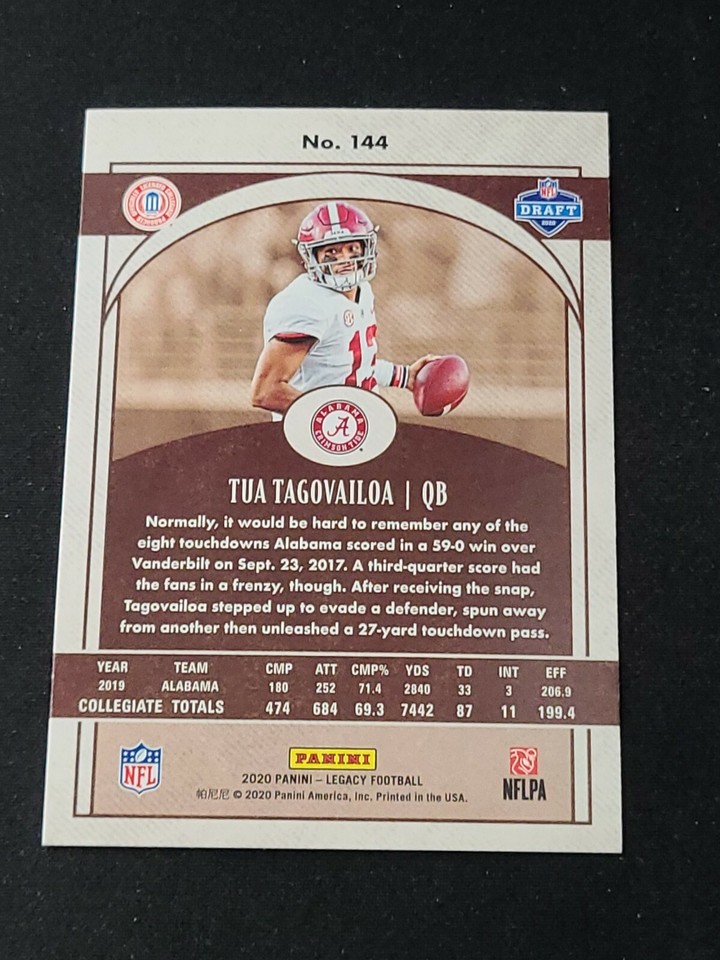 2020 Panini Legacy Football Tua Tagovailoa RC No. 144 Miami Dolphins | eBay