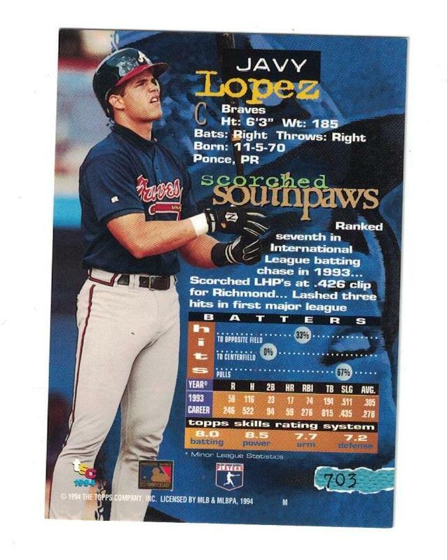 Javy Lopez Signed Autographed 1994 Topps Stadium Club Card Atlanta ...