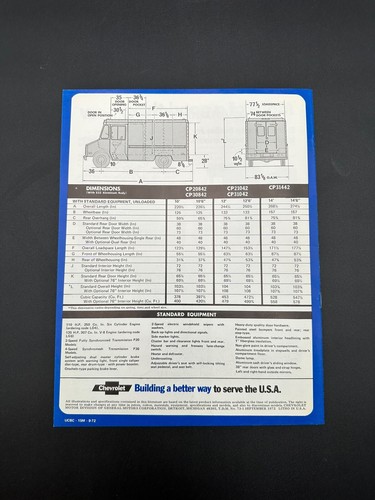 1973 CHEVY CHEVROLET Step-Van King Aluminum Brochure Vintage Great ...