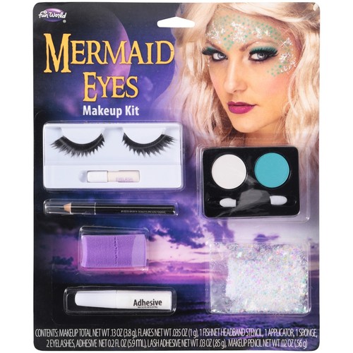 MERMAID EYES THEATER COSTUME FACE MAKEUP KIT– LONG LASHES - GLITTER ...