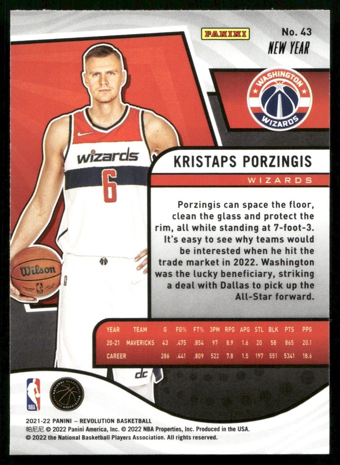 Kristaps Porzingis - 2021-22 Panini Revolution Basketball - New Year Parallel #4 | eBay