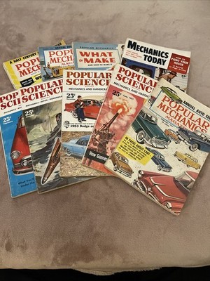 Popular Science & Popular Mechanics 1950s Vintage Lot of 9 Magazines ...