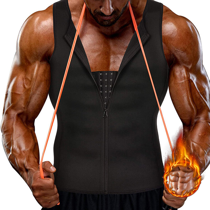Men Sauna Sweat Vest Shirt Body Shaper Waist Trainer Fat Burn Tank Top ...