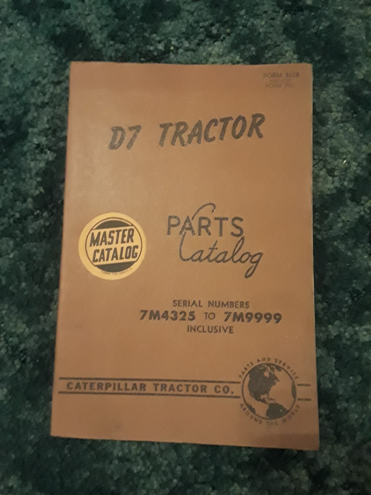 1940s or 1950s Caterpillar D 7 Tractor Master Parts Catalog. SN 7M4325 ...