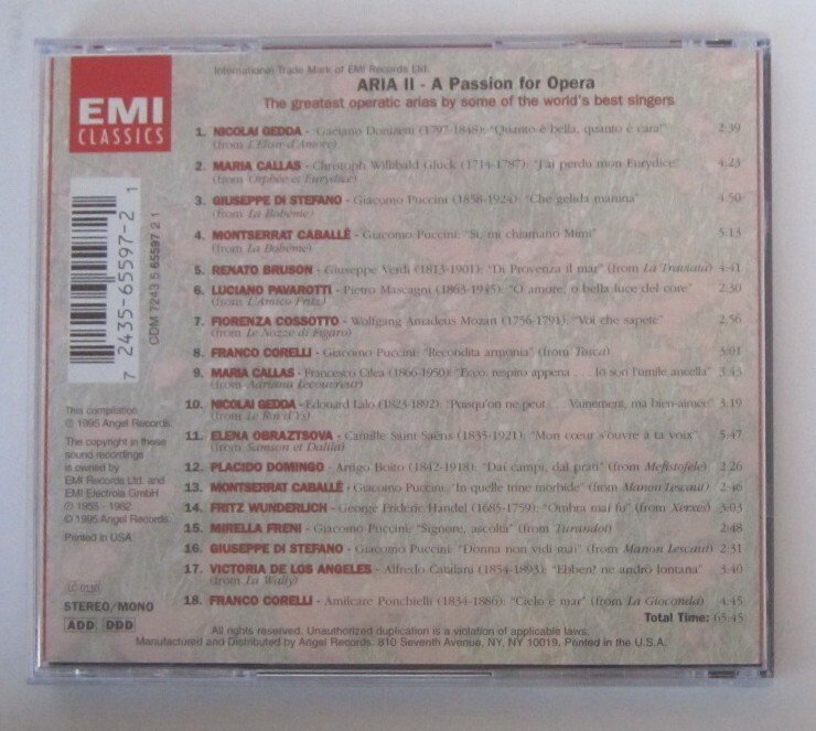 Aria II - A Passion For Opera CD USED - EMI Classics | eBay