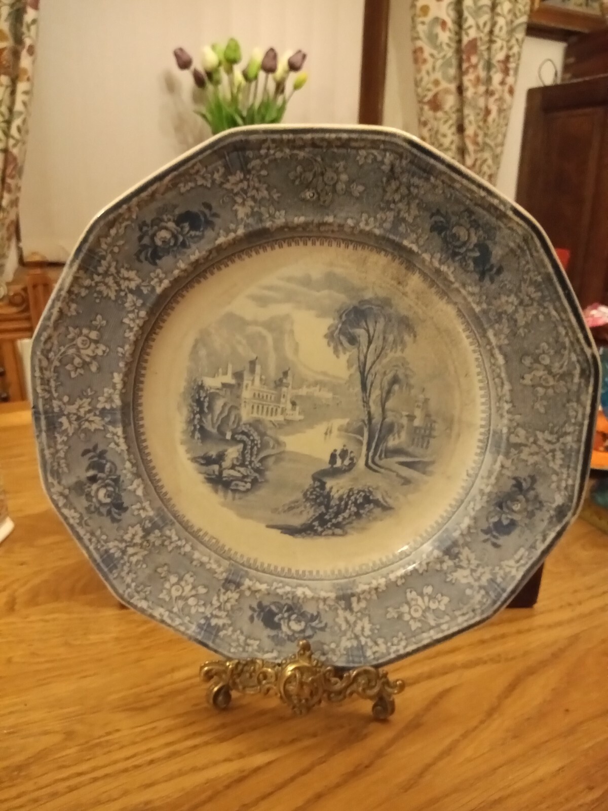 Antique Victorian Plate Llanelly Pottery Milan Pattern 10.5 In blue ...
