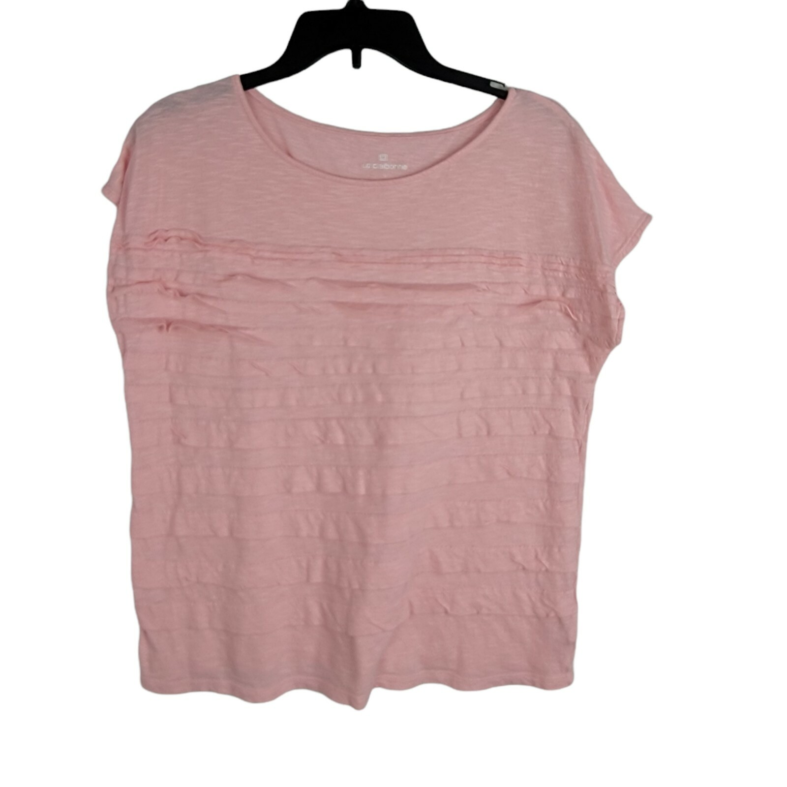 Liz Claiborne Cotton Modal Top Size L Layered Detail Short Sleeve Light ...