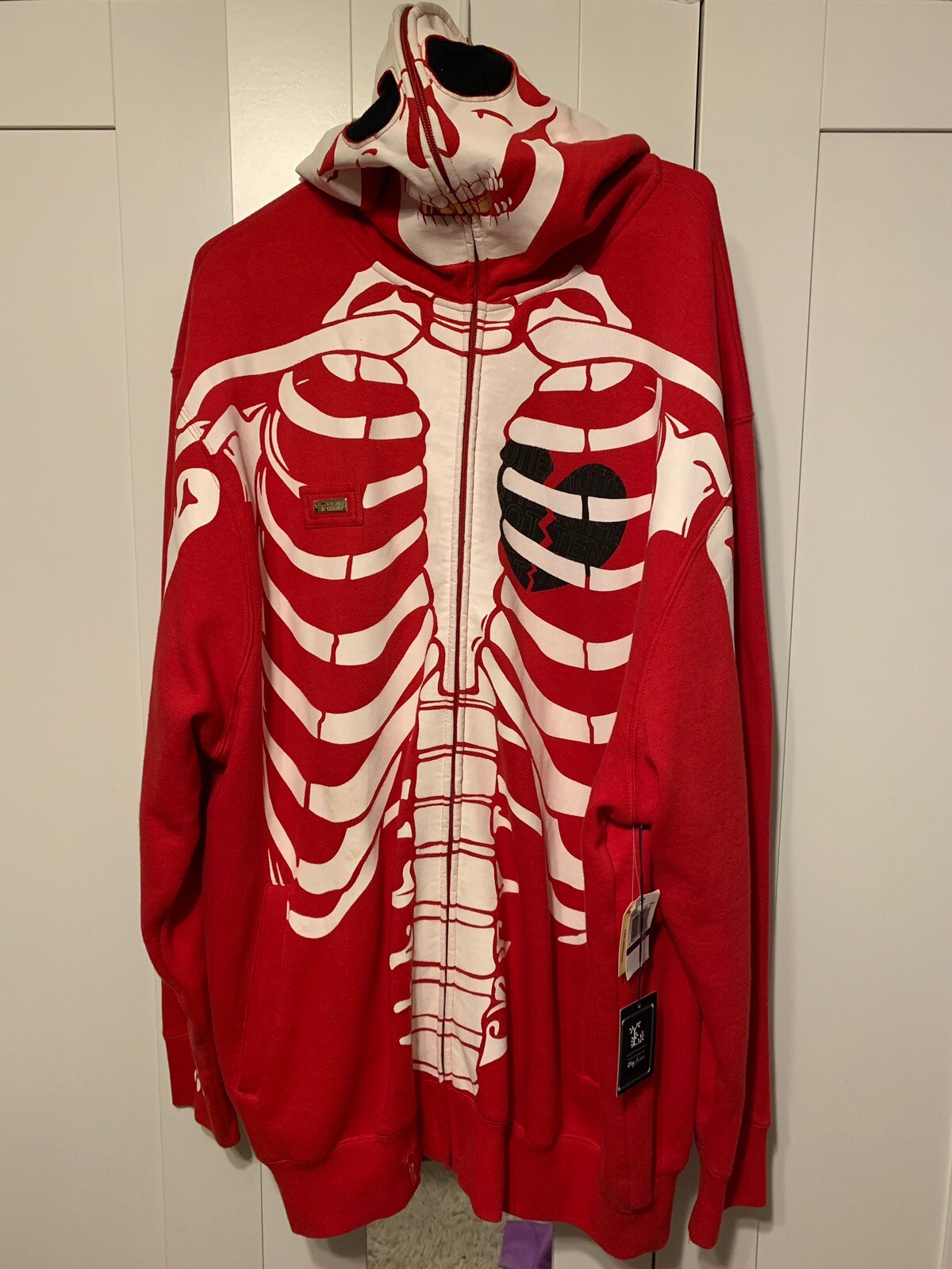 LRG Dead Serious Skeleton Hoodie 2XL Red Glow In Dark Kanye Vtg ...