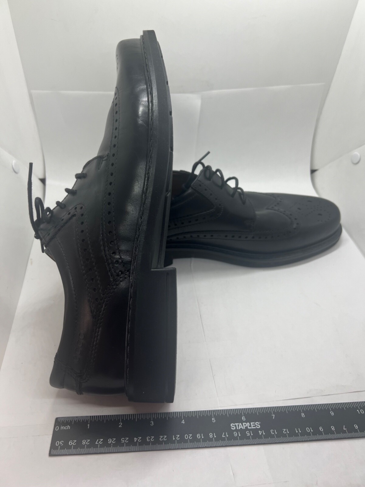 Ecco Shock Point Mens Black Leather Oxford Lace Up Dress Shoe Sz EU 47 ...