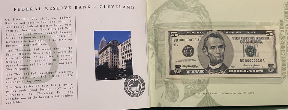 PRICE IS PER NOTE 12 Trinary dollar 1999 $1 dollar Super Low #00000016 ...