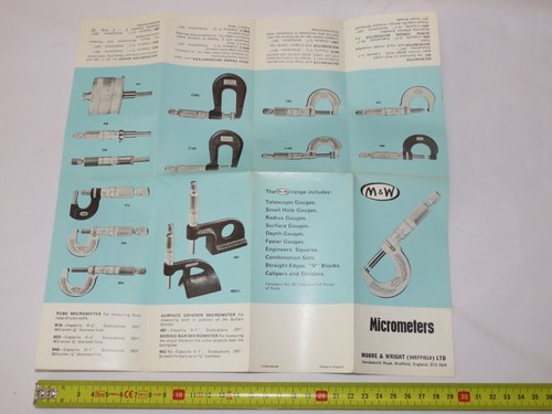 Moore & Wright Micrometers Brochure circa 1930 - Rare Great Condition ...