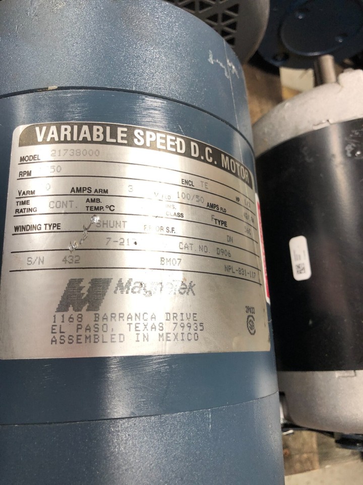 MAGNETEK D906 21738000 1/3HP 1750RPM 56C 90V TE VARIABLE SPEED DC MOTOR ...