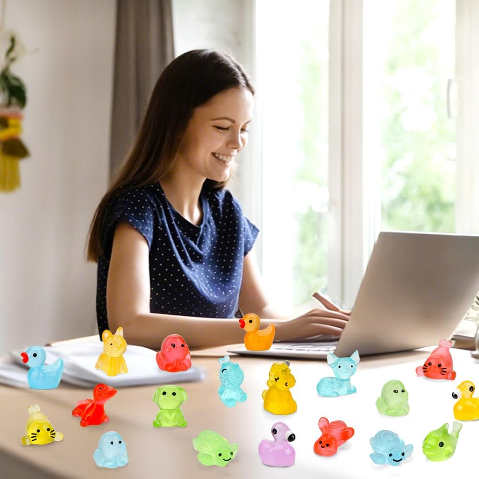120 Pack Mini Resin Animals, Tiny Resin Animals Variety Pack Luminous ...