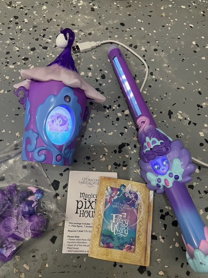Of Dragons Fairies & Wizards Lily Purple Magical Pixie House Wand WORKS ...