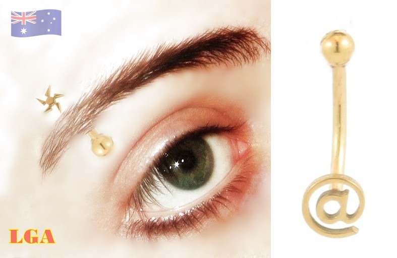 1 x CLOVER Gold Pl Eye Titanium Eyebrow Ring Hoop 16g 8mm FREE Aussie ...