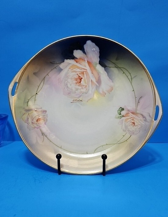 Vintage ~Pressia Royal Rudolstadt Hand Painted 9.5" Plate w/ Roses ...