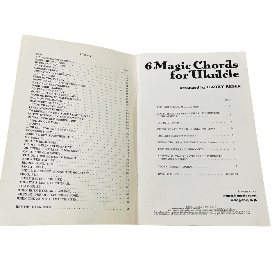 Vtg 6 Magic Chords For UKULELE Instructions Song Book Sheet Music 1965 ...