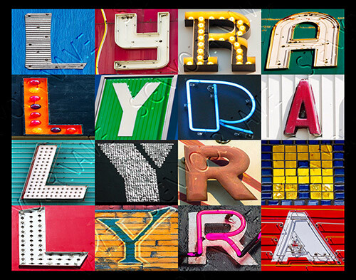 LYRA Name Poster featuring photos of actual sign letters | eBay