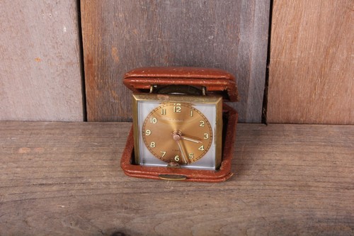 VTG RENSIE 7 JEWEL TRAVEL ALARM CLOCK WORKS GERMANY US ZONE CLAMSHELL ...