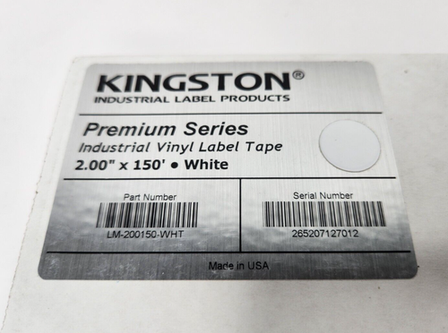 Kingston Premium Vinyl Label Tape, White, 2" x 150' | eBay