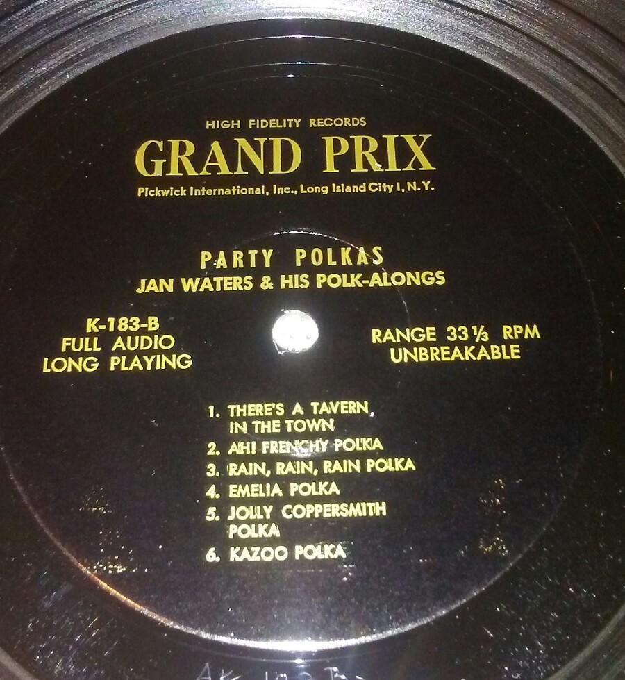 Jan Waters and his Polk-Alongs Party Polkas LP Record Album Grand Prix ...