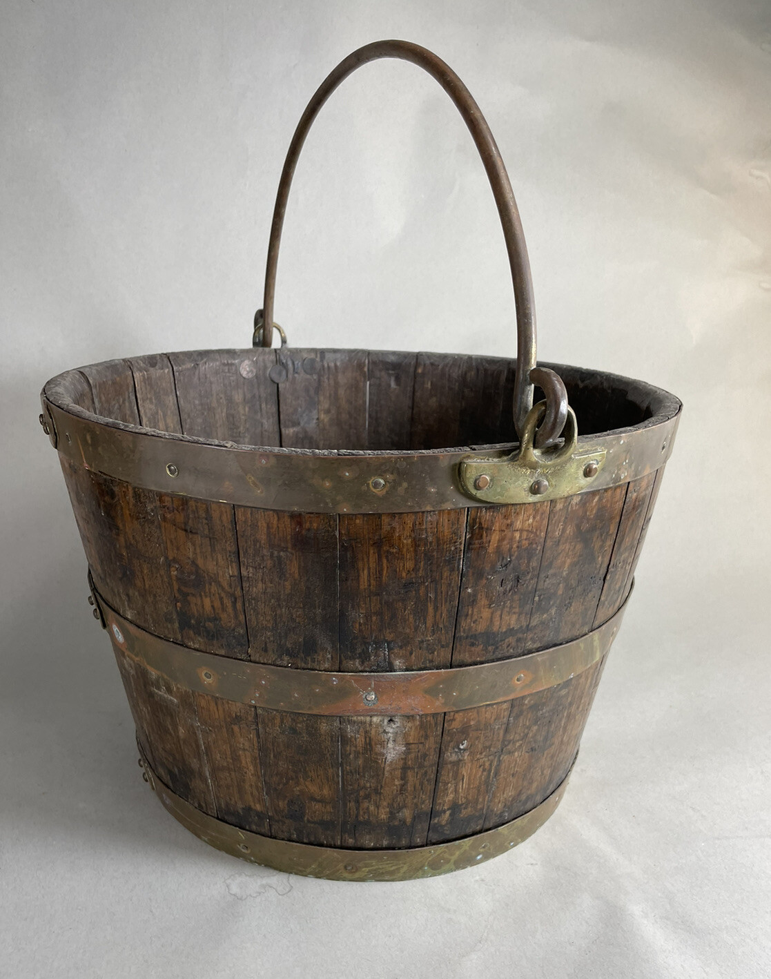 RUSTIC WOODEN & COPPER CAULDRON BUCKET POT URN | eBay