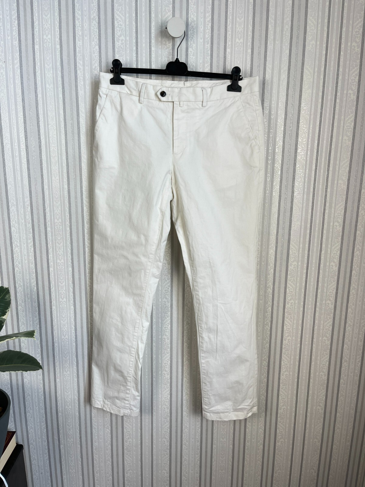 Suitsupply White Cotton Straight Flat Front Porto Pants 50 W34 L31 | eBay