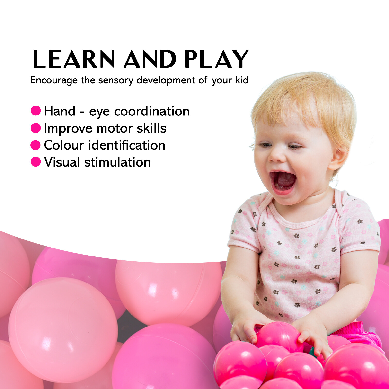Plastic Balls for Children 100 Ball Pits Kids Pink & Baby Pink Toys ...