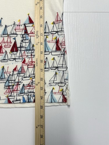 Talbots Large 12 Ivory Sailboat Boat Neck 100% Cotton 3/4 Sleeve Top ...