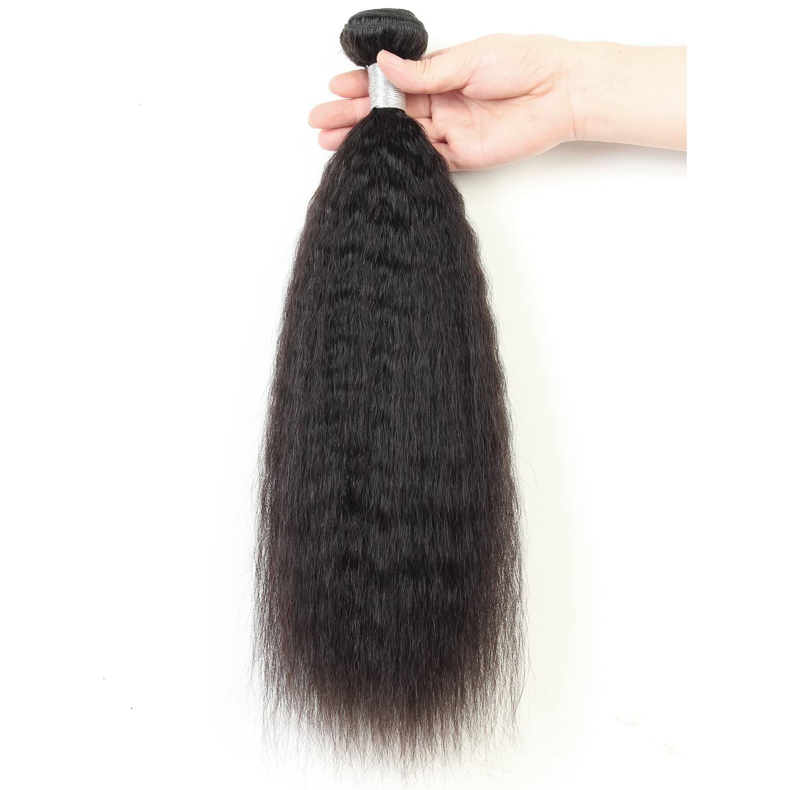 LINYINGYH Kinky Straight Human Hair 1 Bundle Yaki Straight Bundles 16 ...