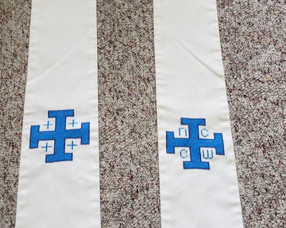 PRIEST STOLE CLERGY OFFICIANT VESTMENT LOVELY NEEDLEPOINT JERUSALEM ...