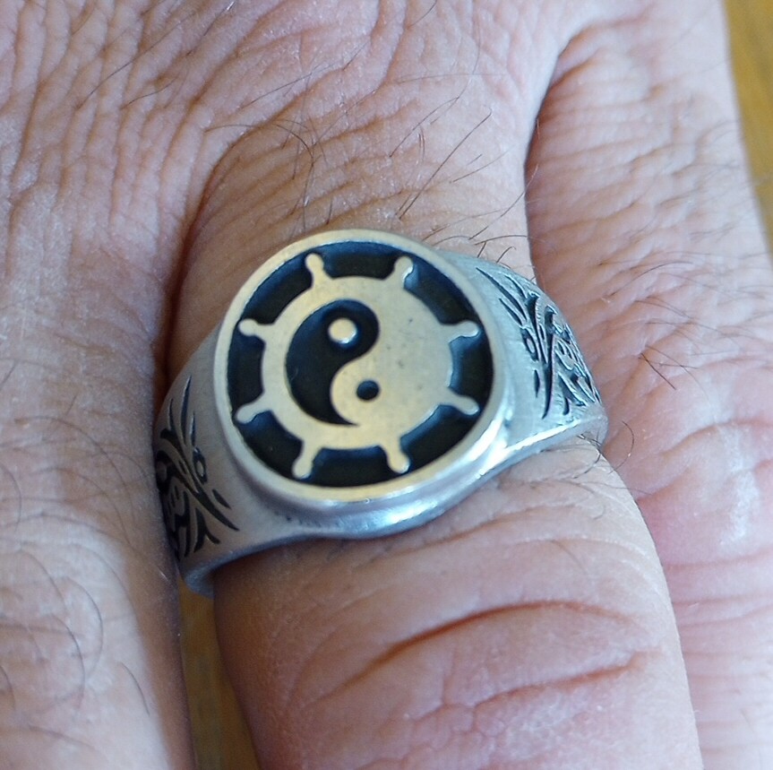 Yin Yang Wheel of Law Ring Dharmachakra Dharma Wheel sizes 7 to 14 ...