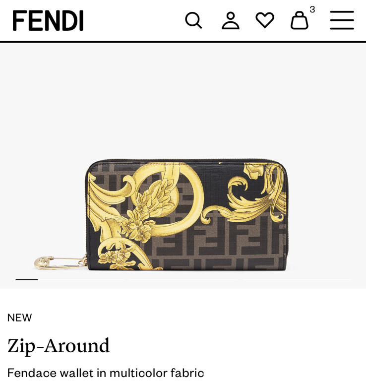 New Versace X Fendi Fendace Collaboration Zippy Zip Around Black Gold ...