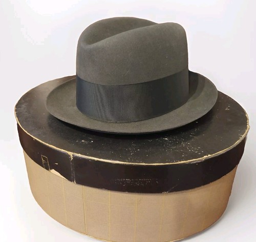 Vintage Mr. Disney Fedora Hat With Original Hat Box , 7 1/8 Dark Grey ...