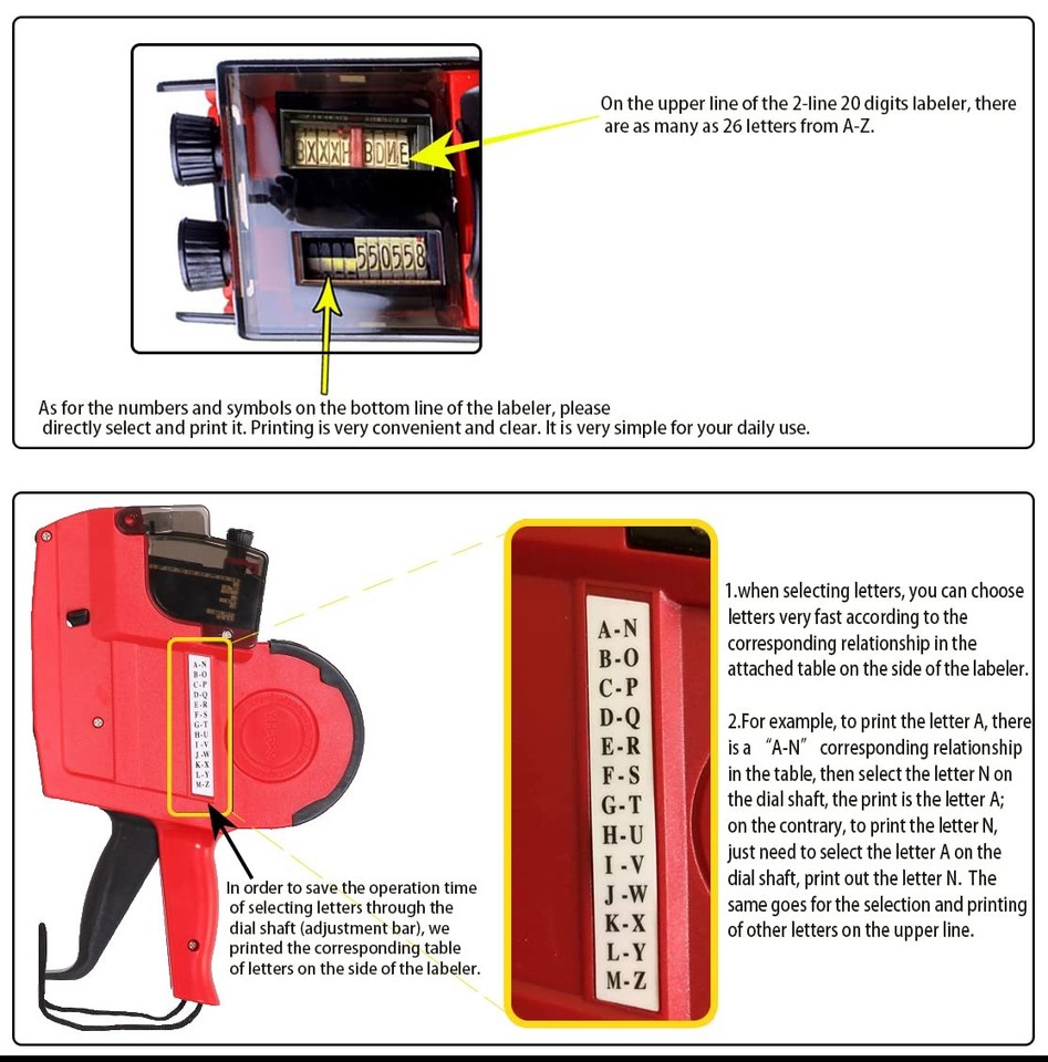 HM-689 2-Line 20 Digits Price Labeling Gun with Letters A-Z,Pricing ...