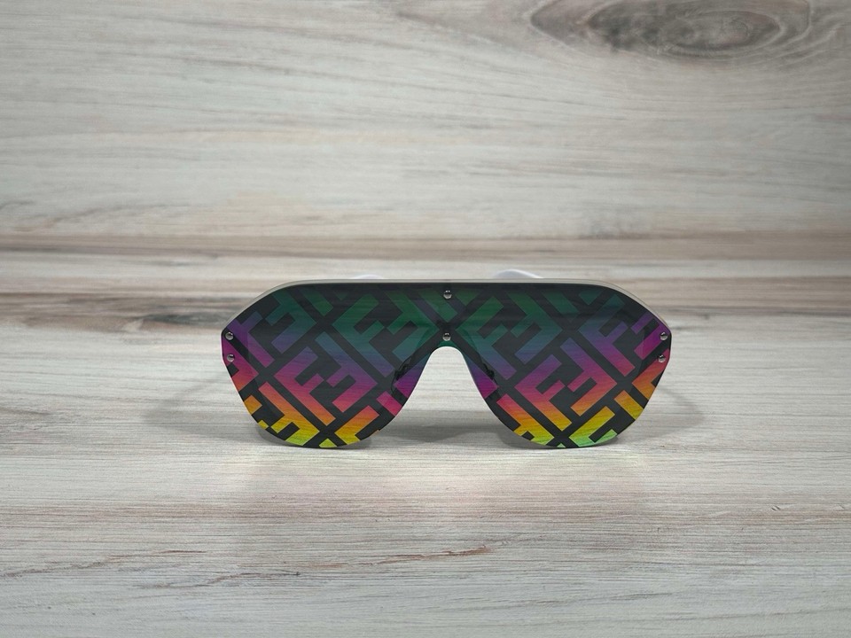 Fendi Fabulous Silver W/ Rainbow Logo Lens M0039 - Ships Now! | eBay